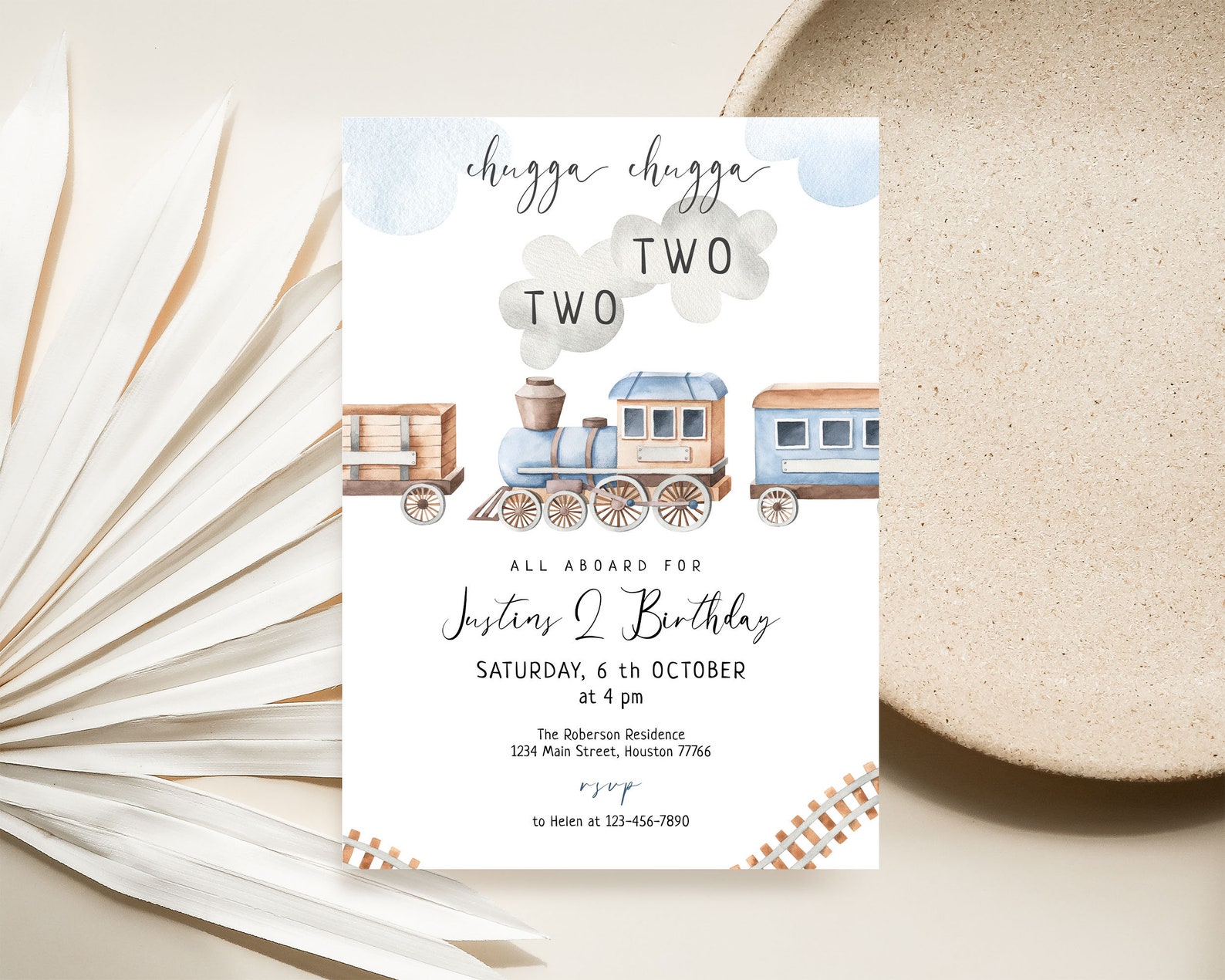 Chugga Chugga Two Two Train Birthday Invitation, Second Birthday Invite ...