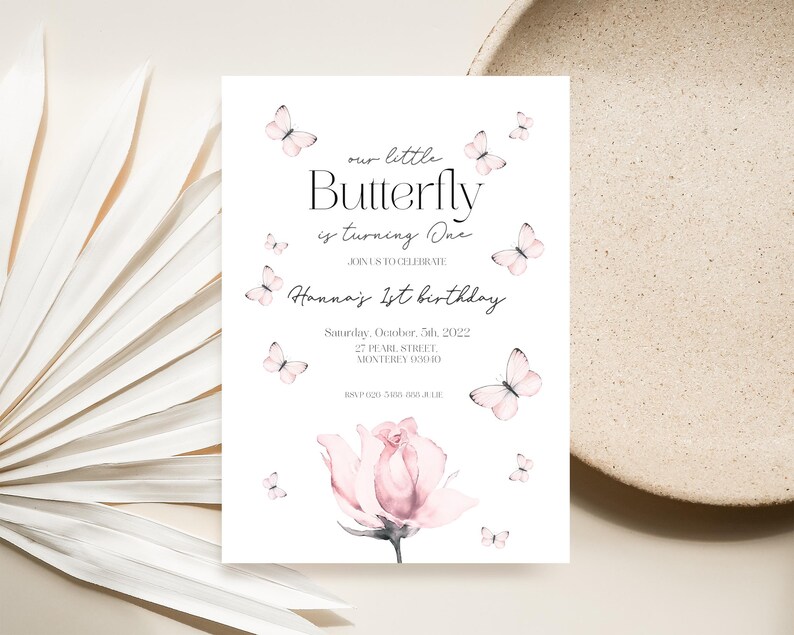 Butterfly Birthday Invitation, 1st Birthday Invite, First Birthday ...