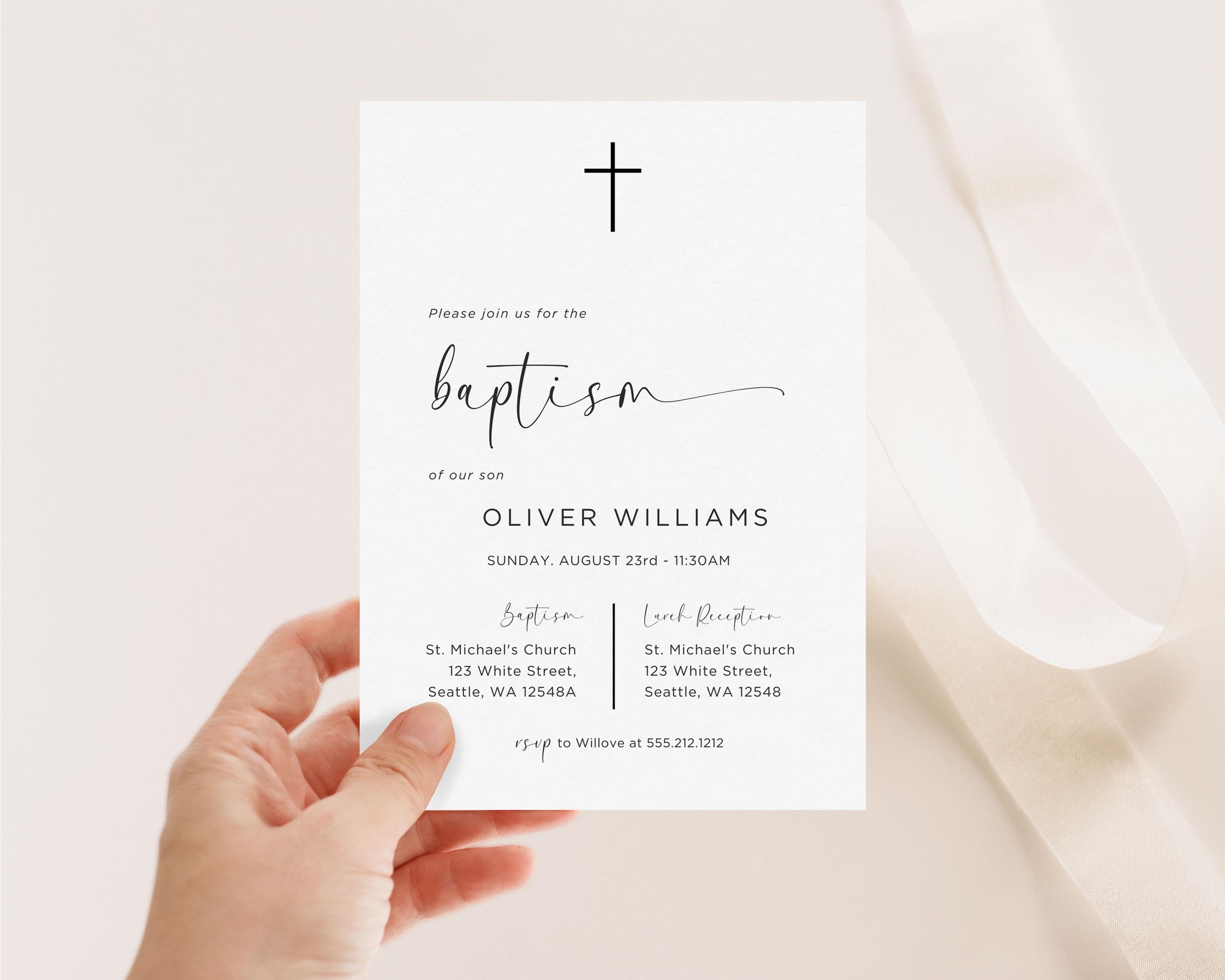 Baptism Invitation Template, Modern Baptism Invite, Minimalist Baptism ...