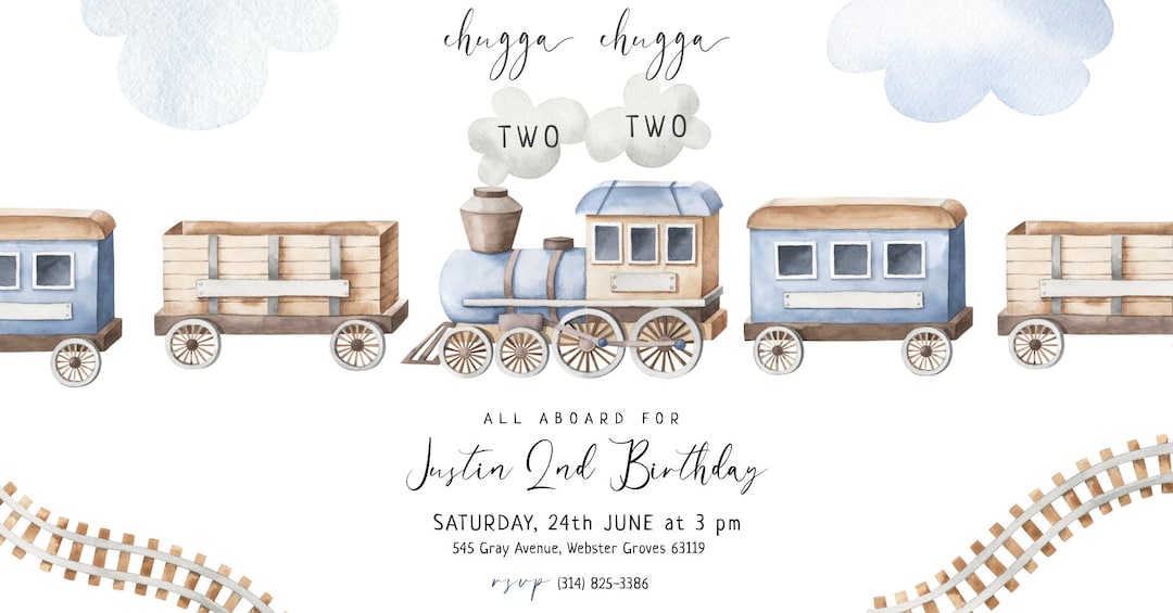 Chugga Chugga Two Two Train Electronic Birthday Facebook Banner - Etsy