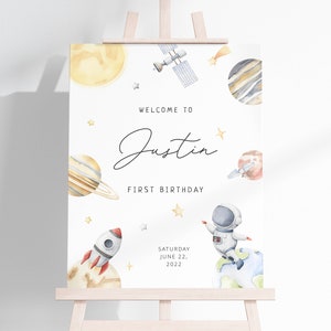 Outer Space Birthday Welcome Sign, Space Welcome Sign, Galaxy Planets ...