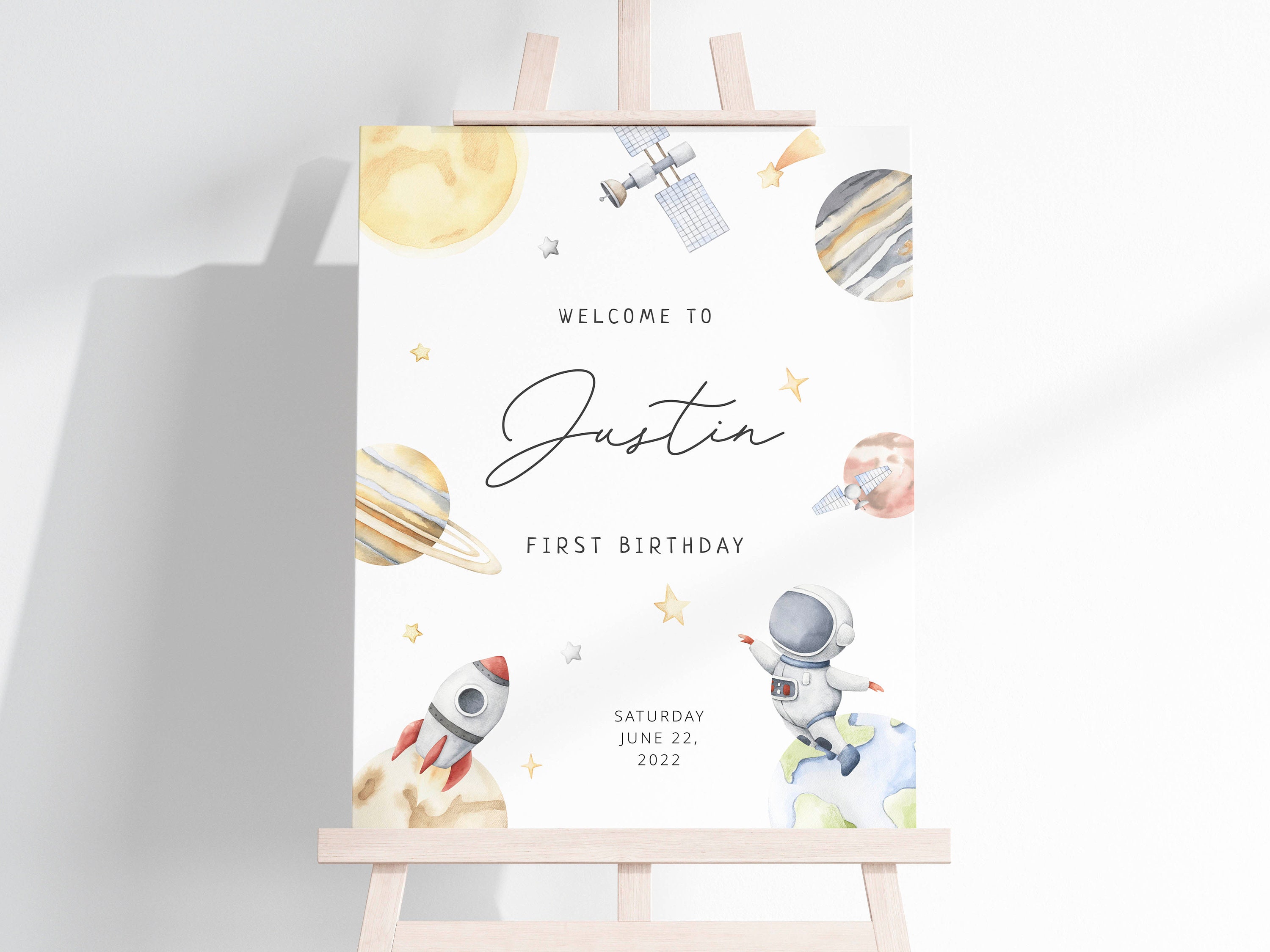 Outer Space Birthday Welcome Sign, Space Welcome Sign, Galaxy Planets ...