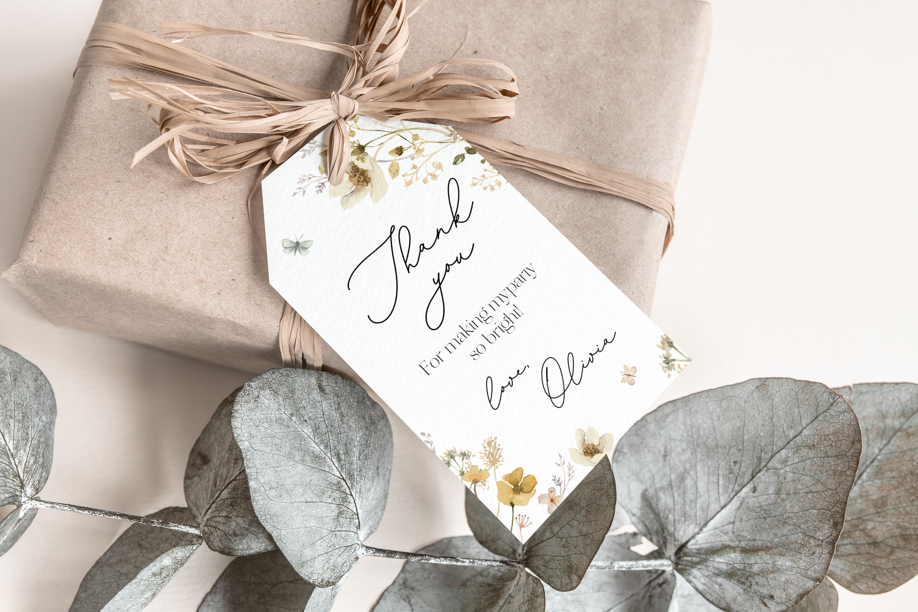 Wildflower Birthday Thank You Favor Tag, Editable Wildflower Thank You ...