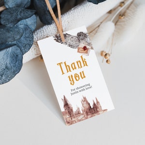 Wizard Birthday Thank You Favor Tag, Editable Magical School Thank You ...