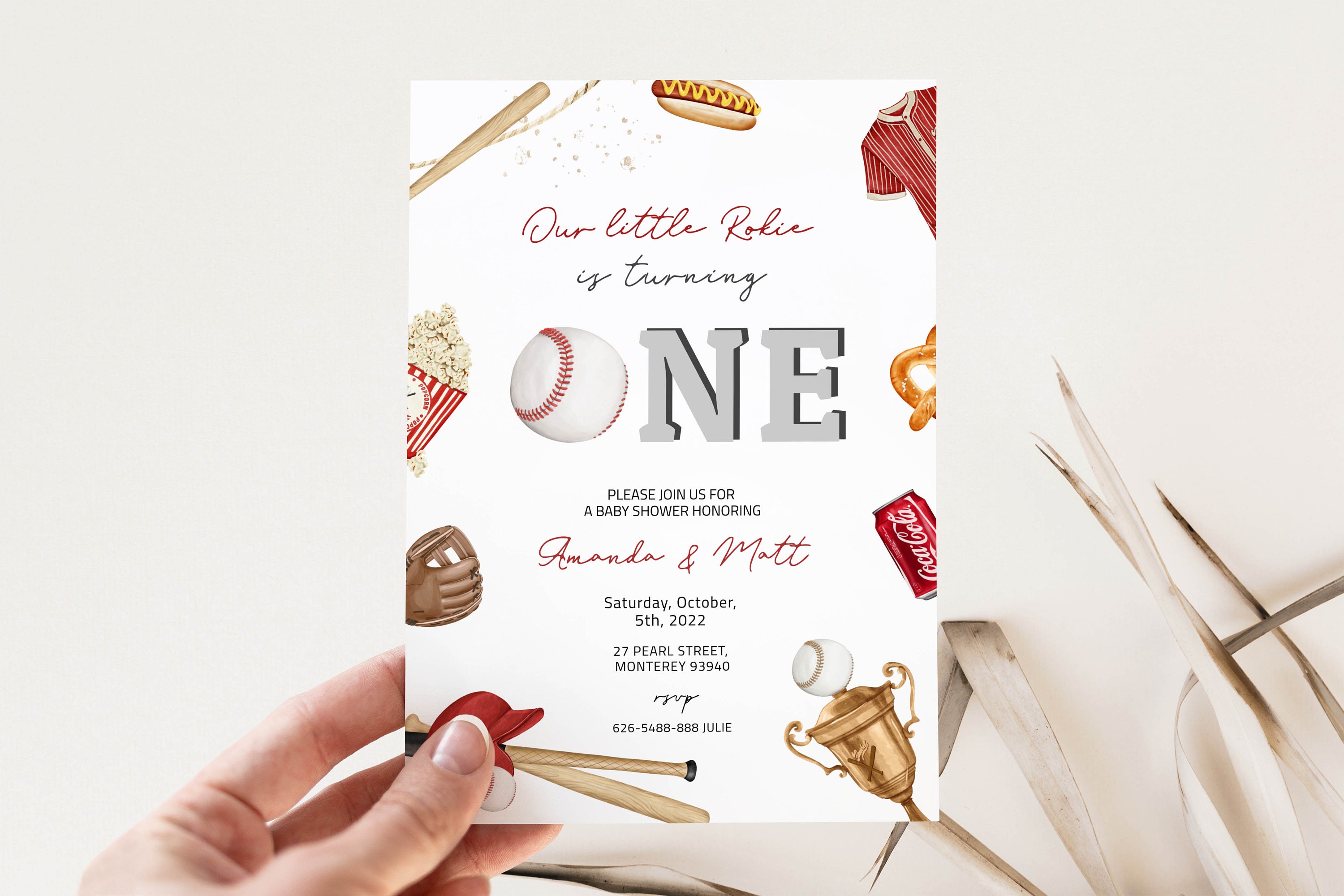Baseball First Birthday Invitation, Baseball One Birthday Invite ...