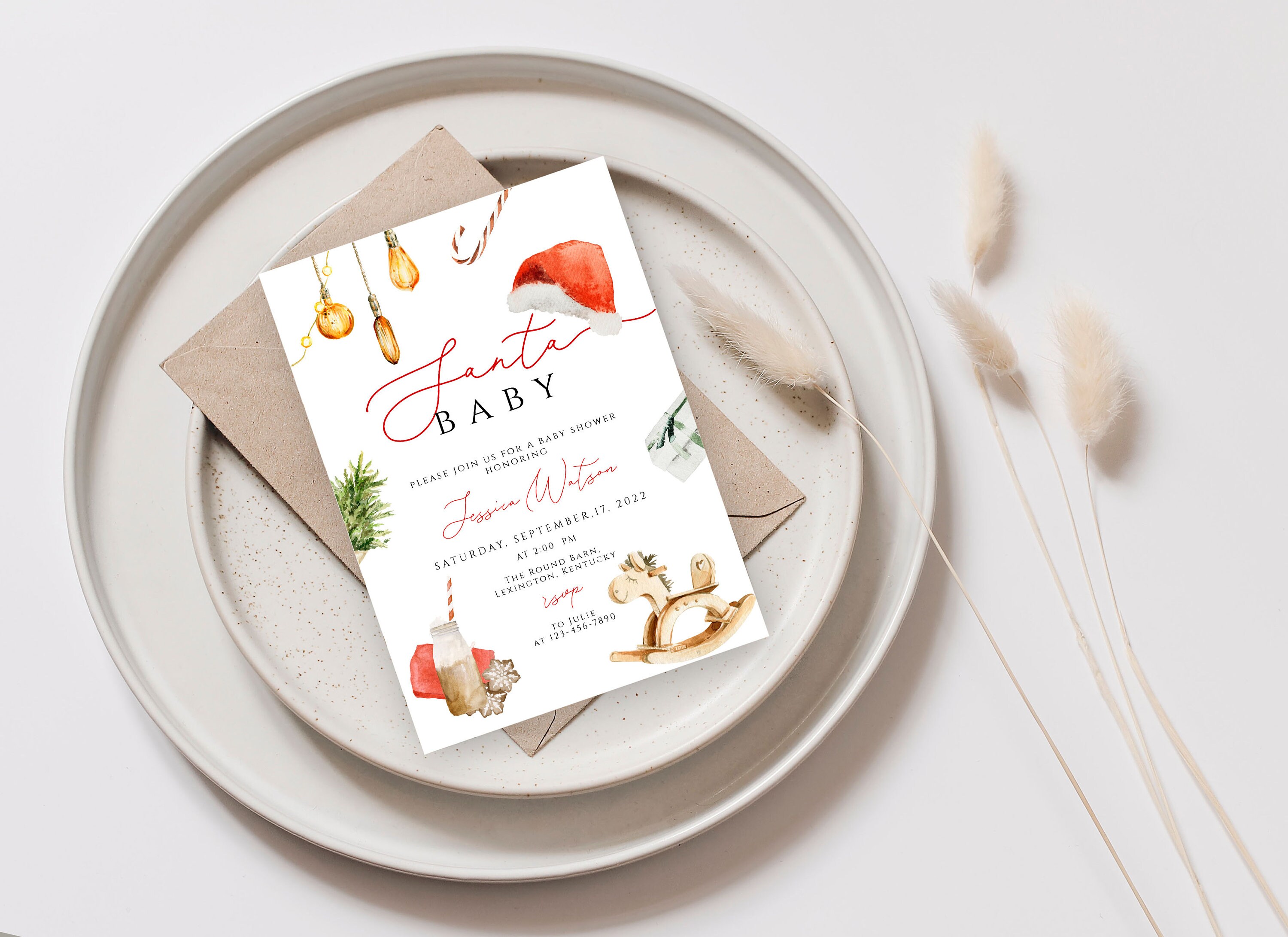 Santa Baby Shower Christmas Invitation, Winter Baby Shower Evite ...