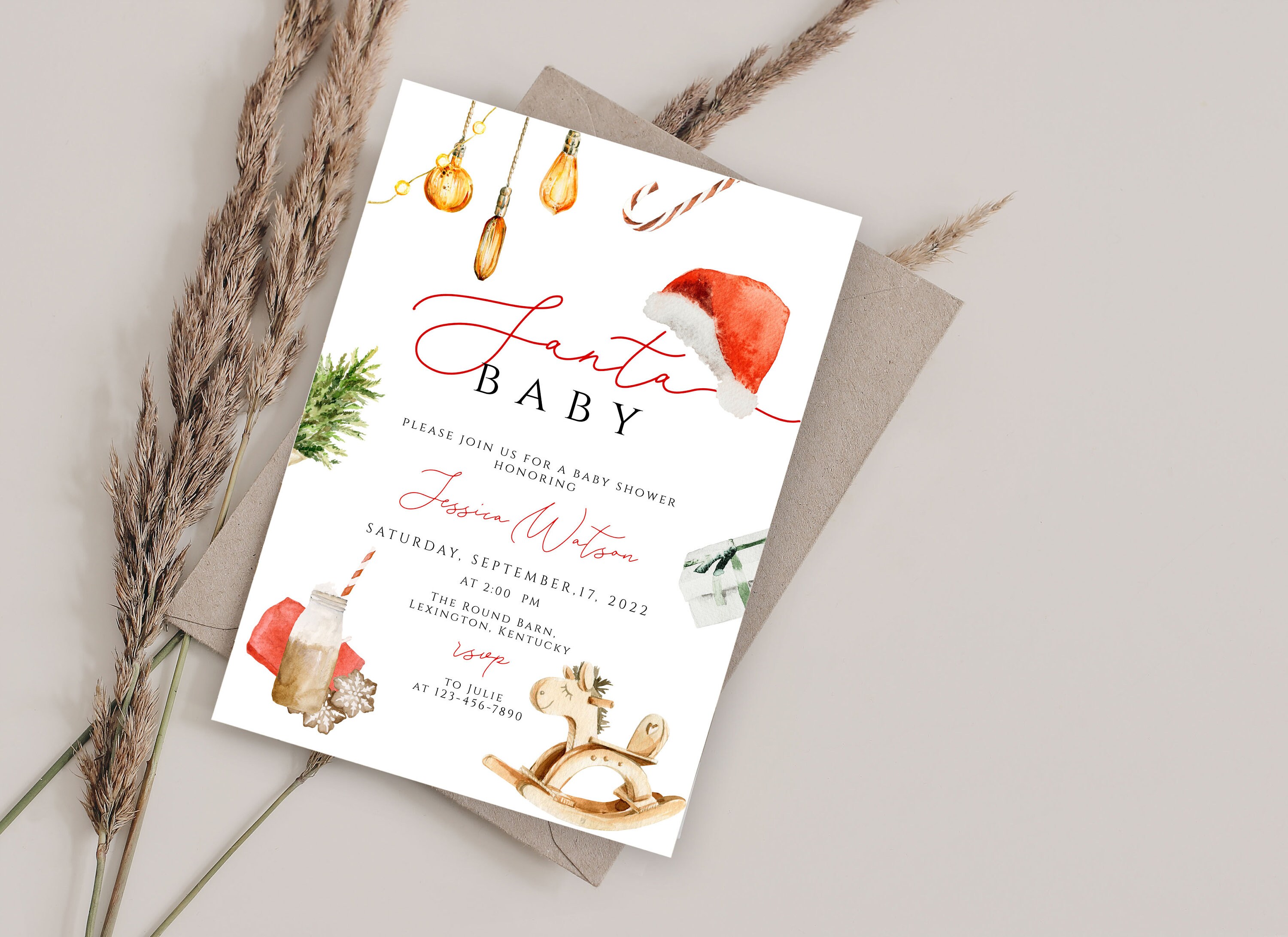 Santa Baby Shower Christmas Invitation, Winter Baby Shower Evite ...