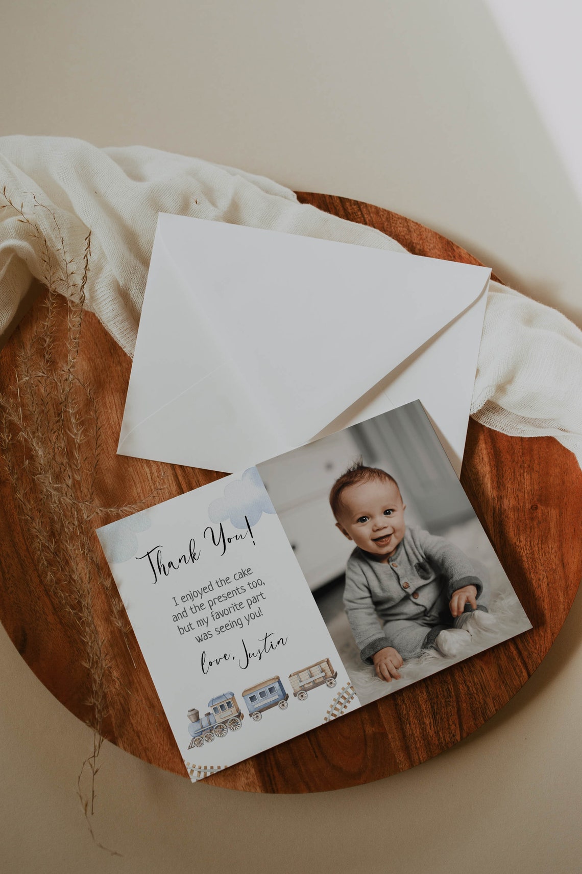 Train Birthday Thank You Card, Second Train Thank You Card, Two Two ...