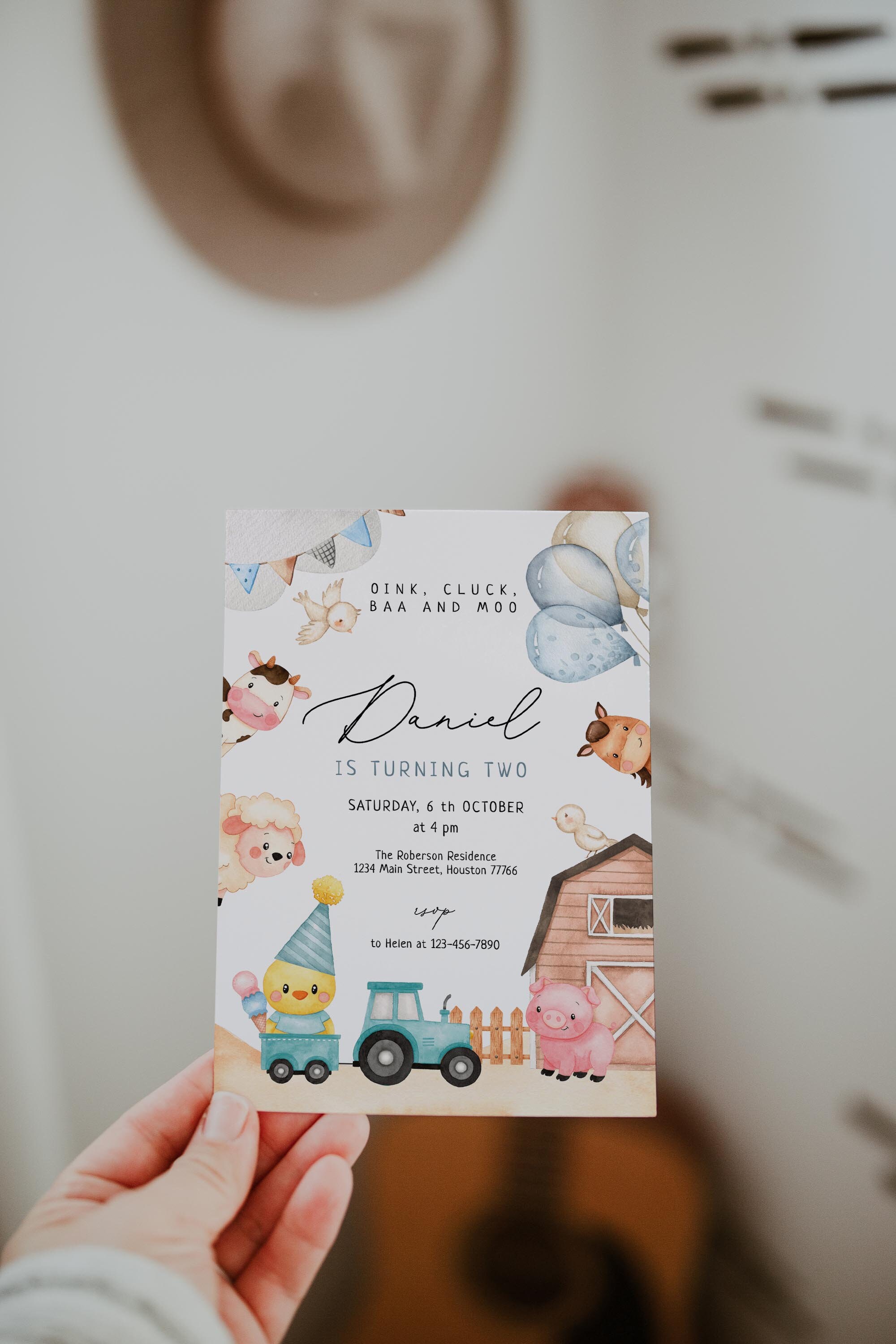 Farm First Birthday Boy Invitation Template, Farm Animal Invitation ...