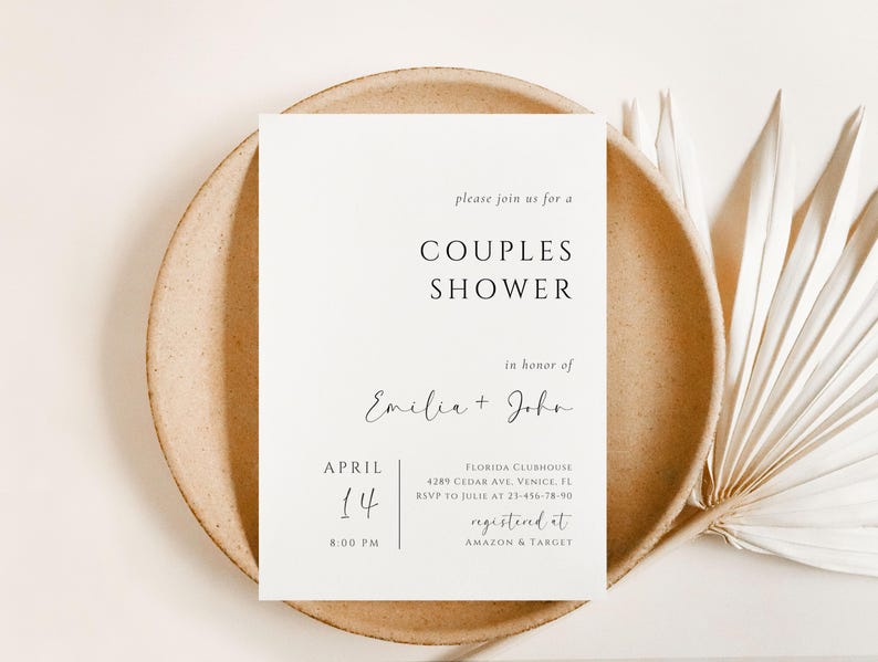 Minimalist Couples Shower Invitation, Modern Couples Shower Invite ...