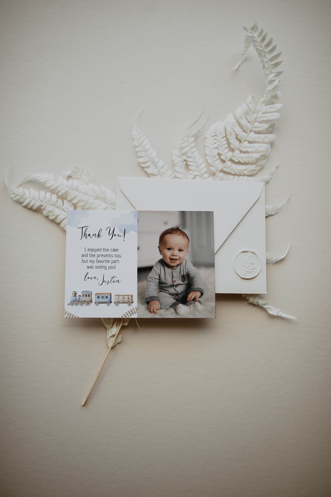 Train Birthday Thank You Card, Second Train Thank You Card, Two Two ...