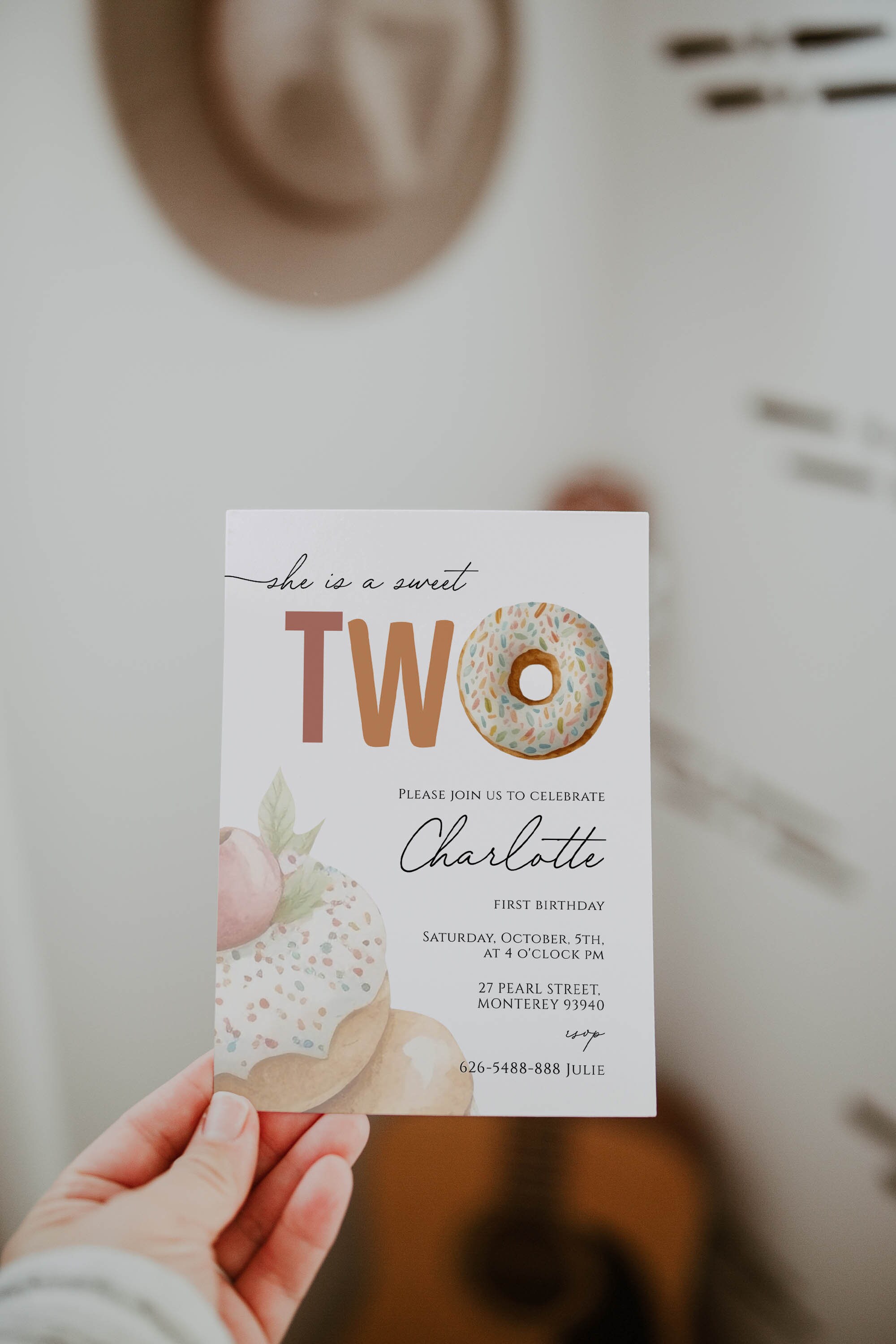 Donut Two Birthday Invitation, Donut Second Birthday Invite Editable ...