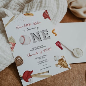 Baseball First Birthday Invitation, Baseball One Birthday Invite ...