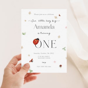 Ladybug First Birthday Invitation Template, First Ladybug Day, Ladybug ...