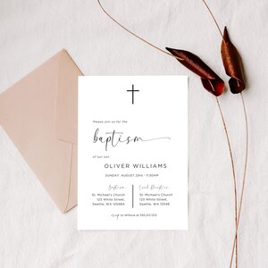 Baptism Invitation Template, Modern Baptism Invite, Minimalist Baptism ...