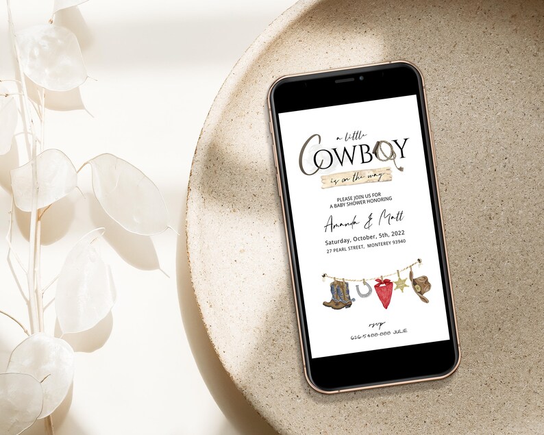 Rodeo Baby Shower Paperless Invitation, Cowboy Baby Shower Invitation ...