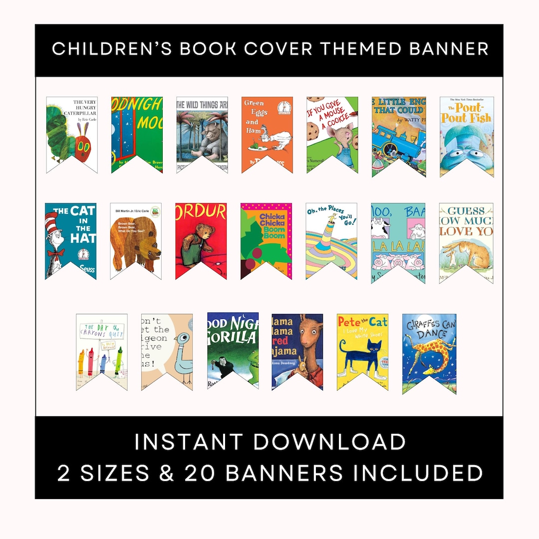 Children’s Book Cover Pennant Banner – Printable Party Décor (20 ...