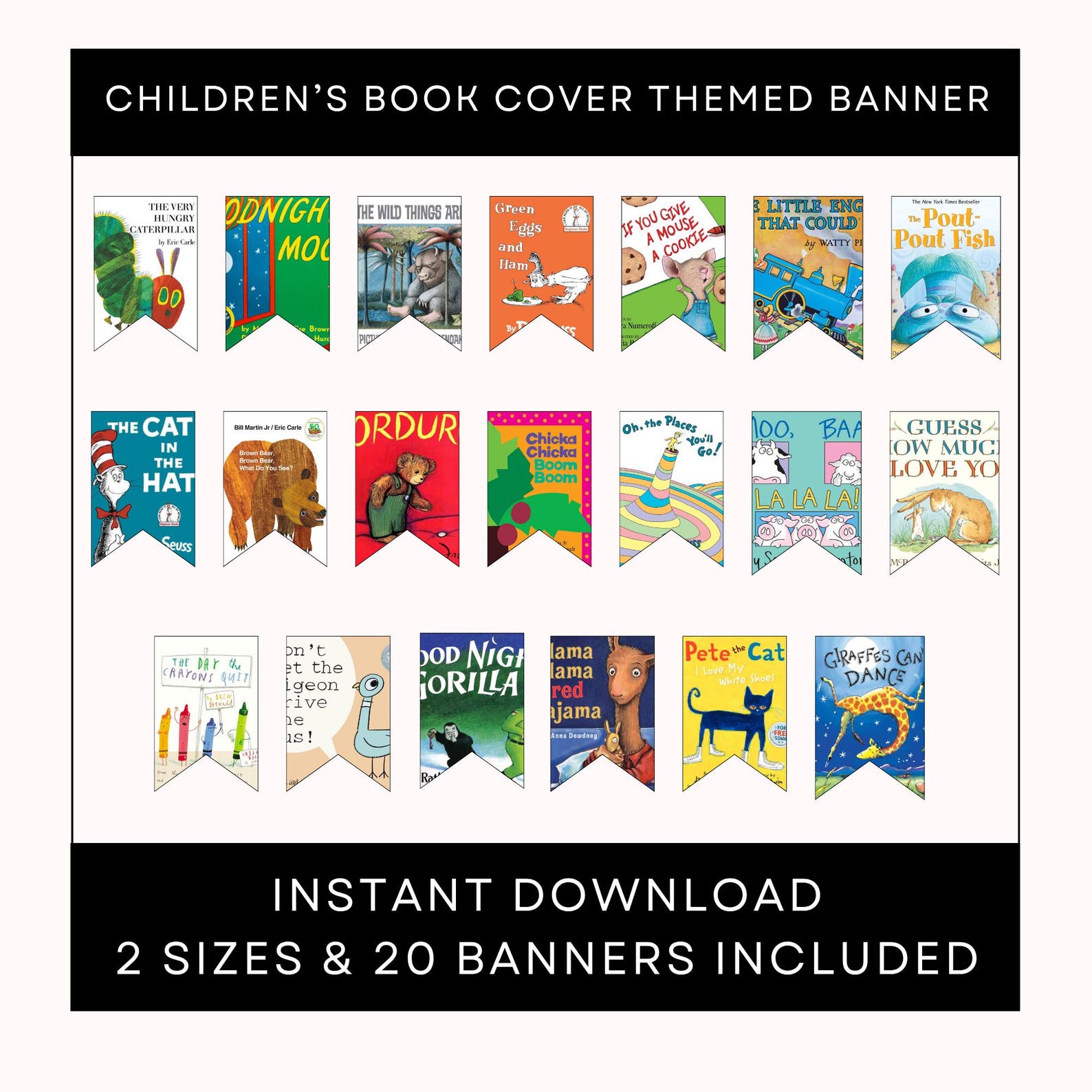Children’s Book Cover Pennant Banner – Printable Party Décor (20 ...
