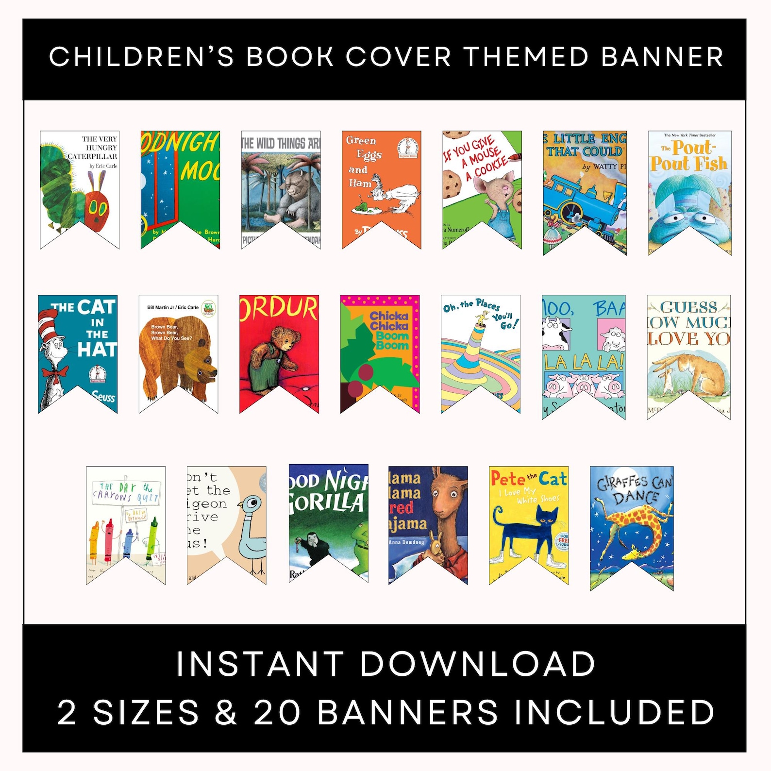 Children’s Book Cover Pennant Banner – Printable Party Décor (20 ...