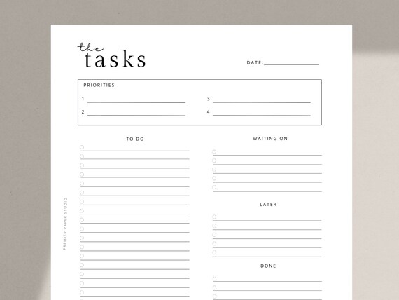 Task Planner Printable Daily Planner Weekly Planner Undated | Etsy