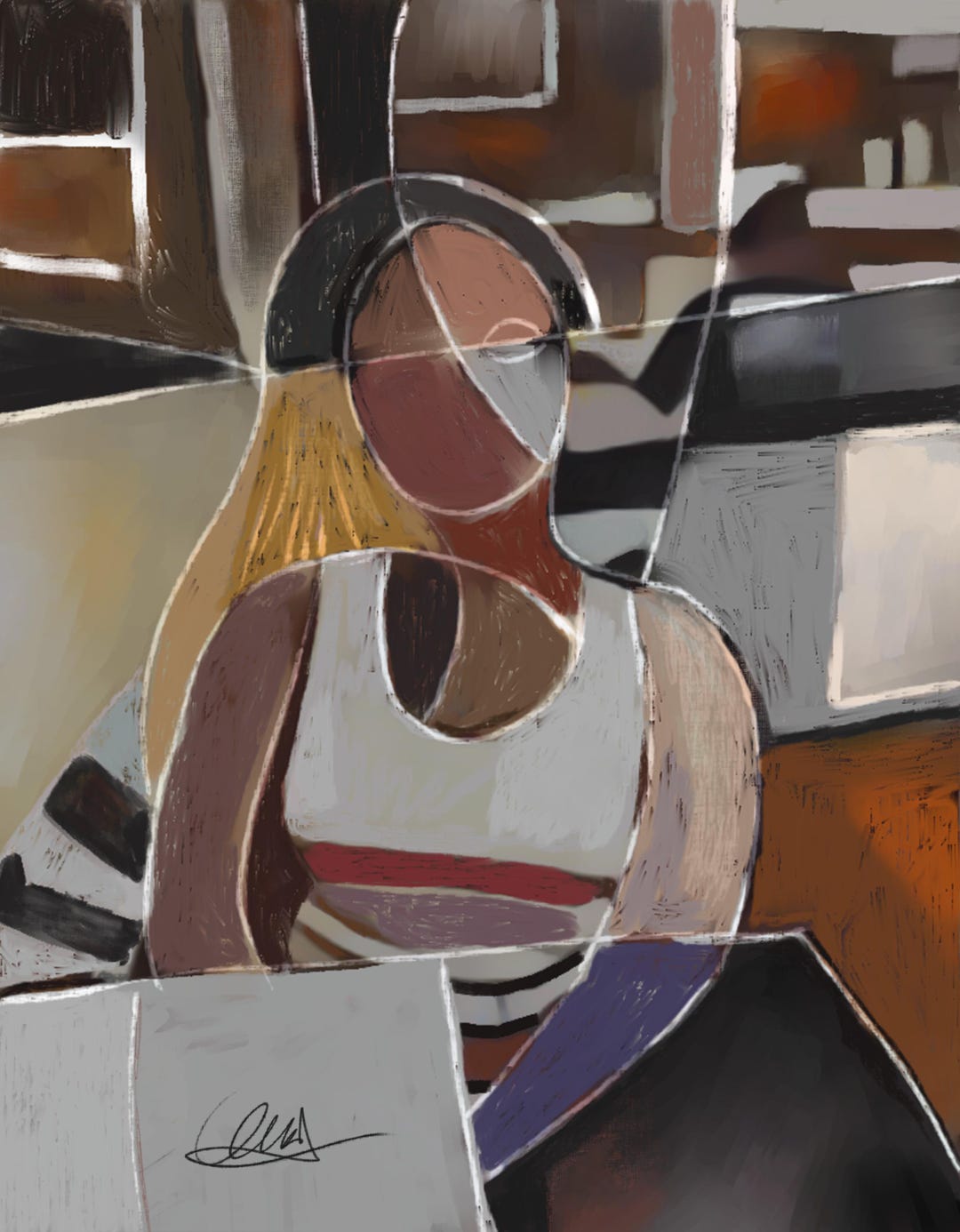 Cubist Painting Print, Abstract Wall Art, Canvas Print, Modern Cubism ...