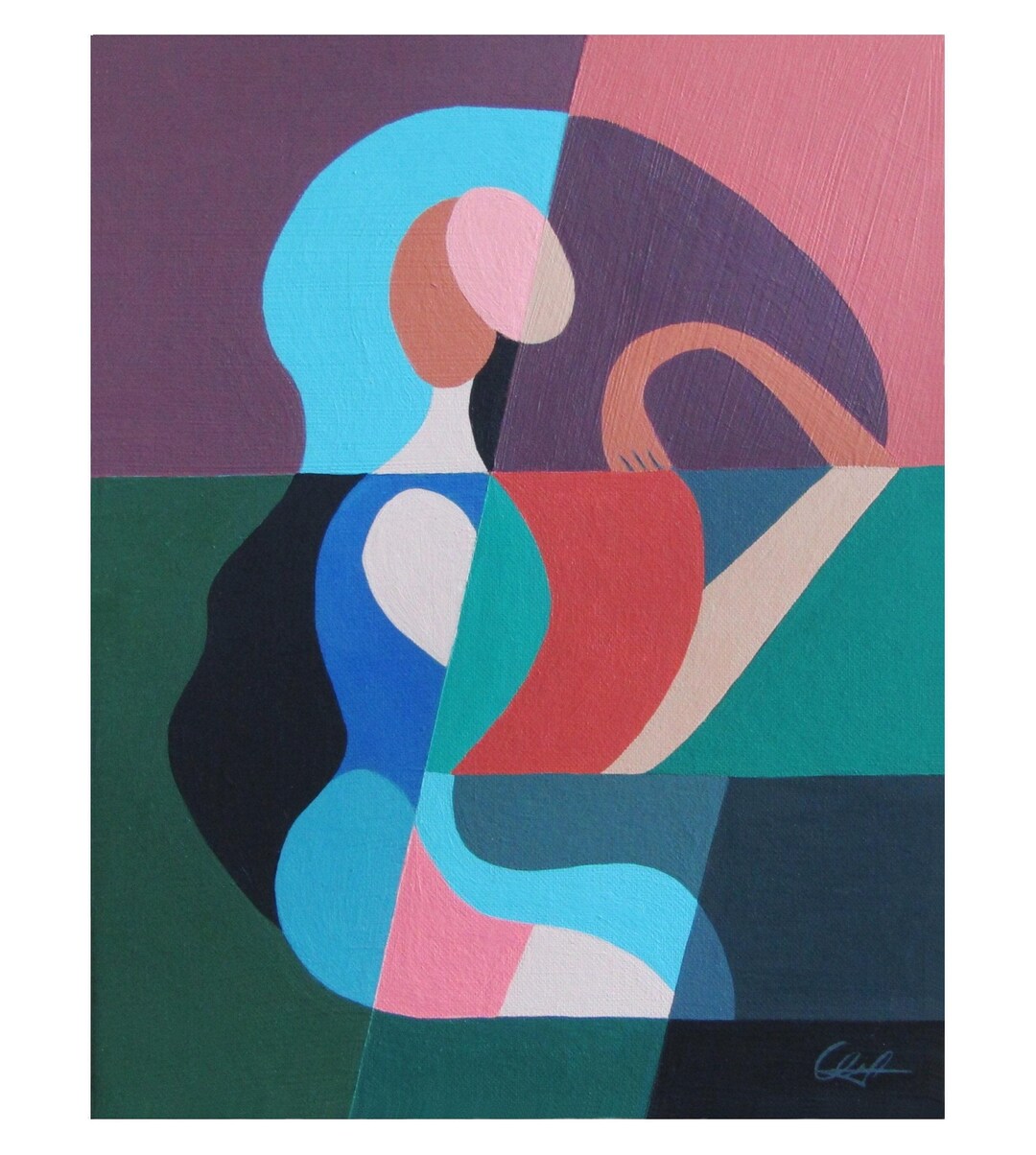 Abstract Cubism, Original Painting, Acrylic Painting on Canvas Board ...