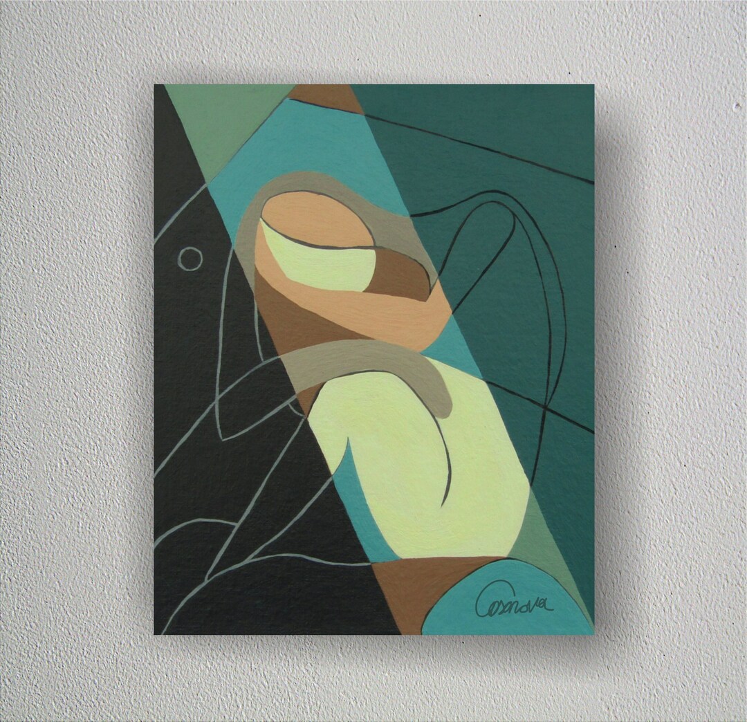 Abstract Cubism Artwork, Original Painting, Acrylic on Canvas Board ...