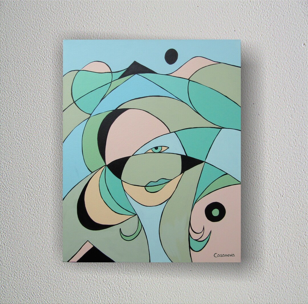 Original Art, Abstract Portrait, Cubist Art, Signed Artwork - Etsy