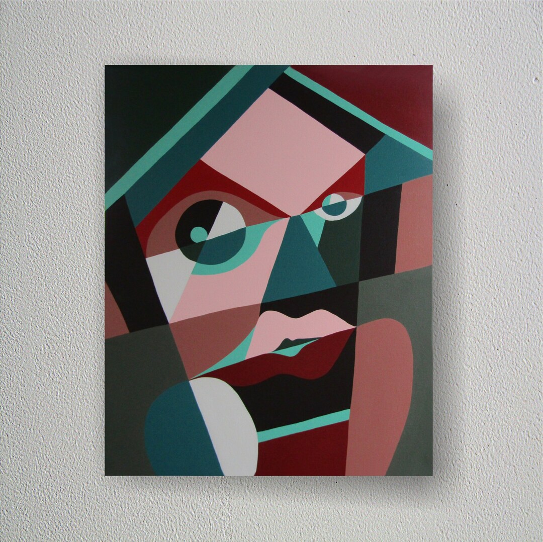 Cubist Hand Painted Artwork, Original Painting Not a Copy or Print ...
