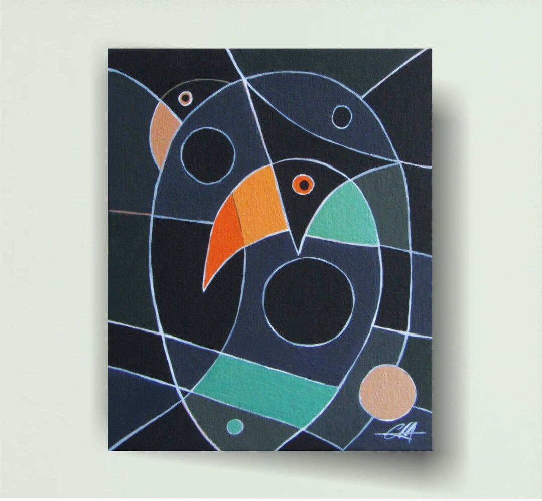 Abstract Toucan Wall Art, Geometric Art, Contemporary Canvas Painting ...