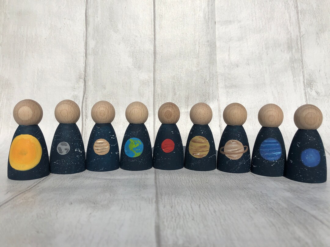 Planet Peg Doll Set/ Small World Toy/ Wooden Toy/ Tuff Tray Resource ...