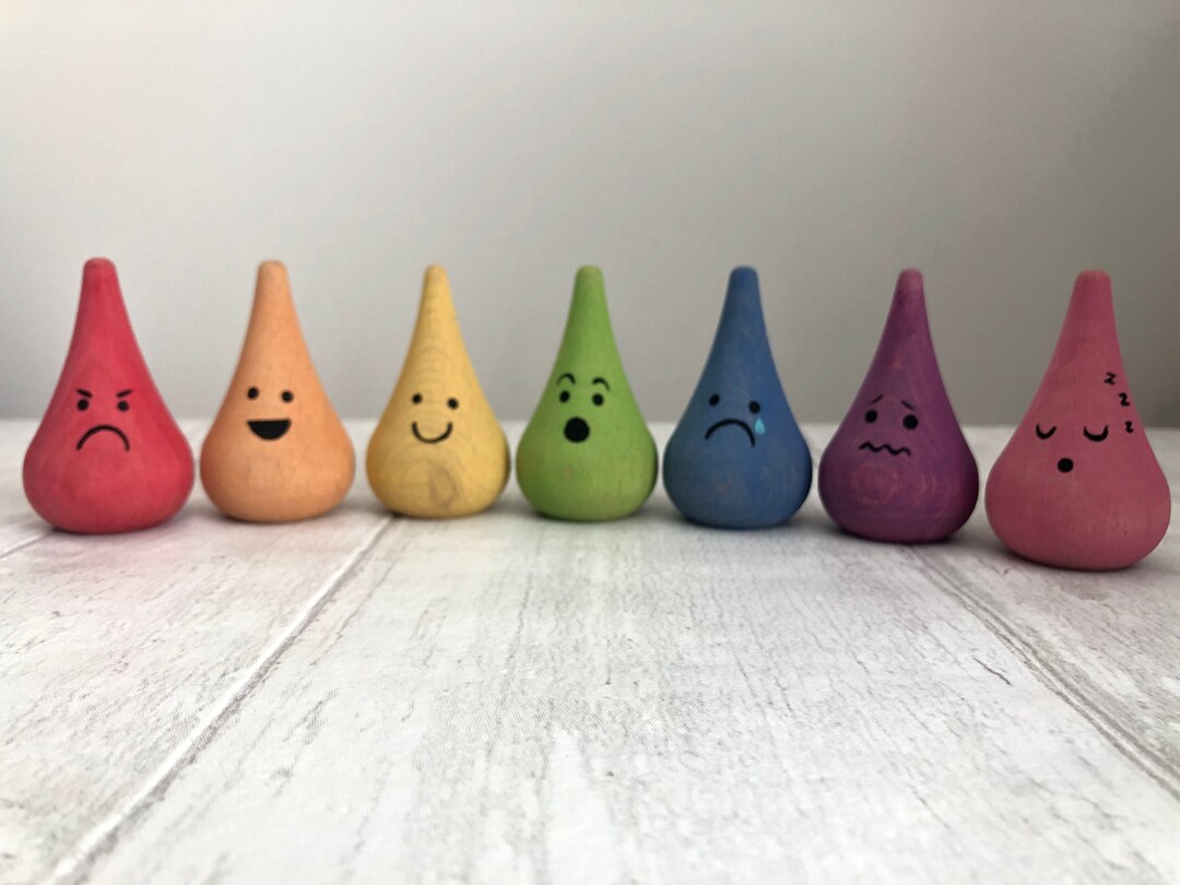 Little Drops of Emotion Peg Doll Set/ Small World Toy/ Wooden Toy/ Tuff ...