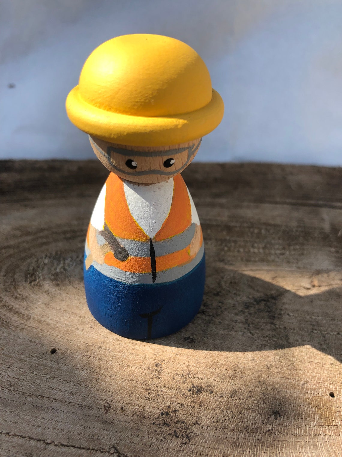 Builder Peg Doll Wooden Toy/ Construction Toy/ Small World Toy/ Wooden ...