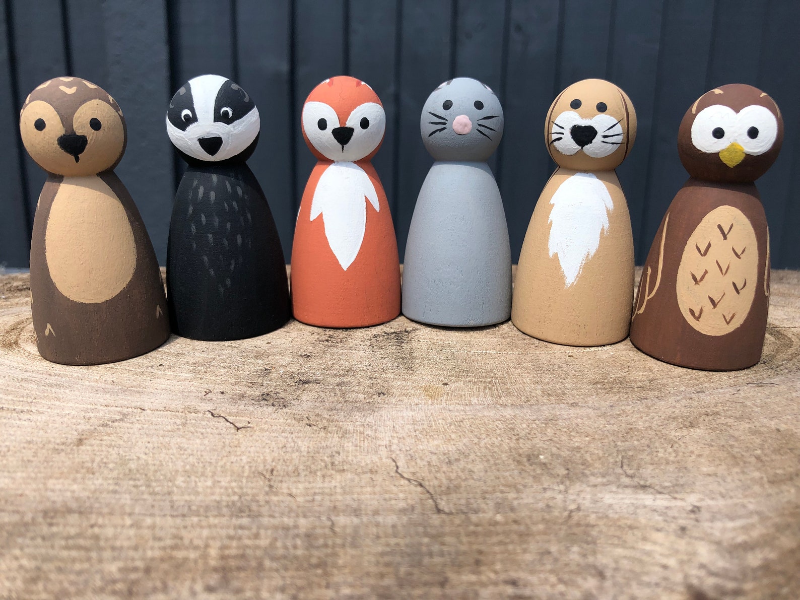 Woodland Animals Peg Doll Set/small World Toy/ Wooden Toy/ Tuff Tray ...