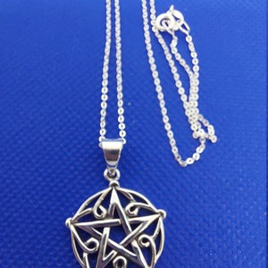 Celtic Design Pentagram Pendant With Silver Chain, Heavy 925 Silver ...