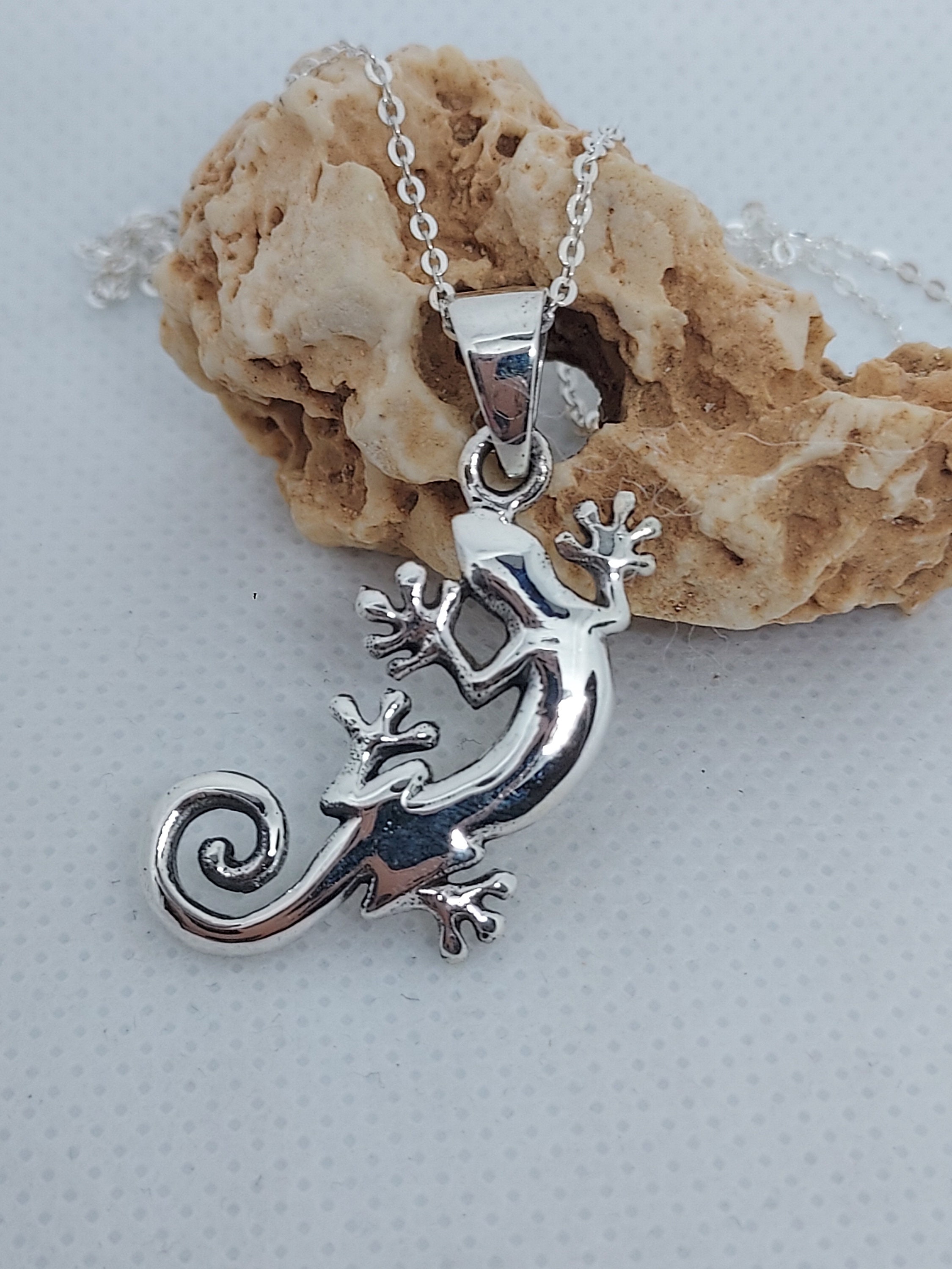 Lizard/gecko Pendant Heavy 925 Sterling Silver With Chain, Balearic ...