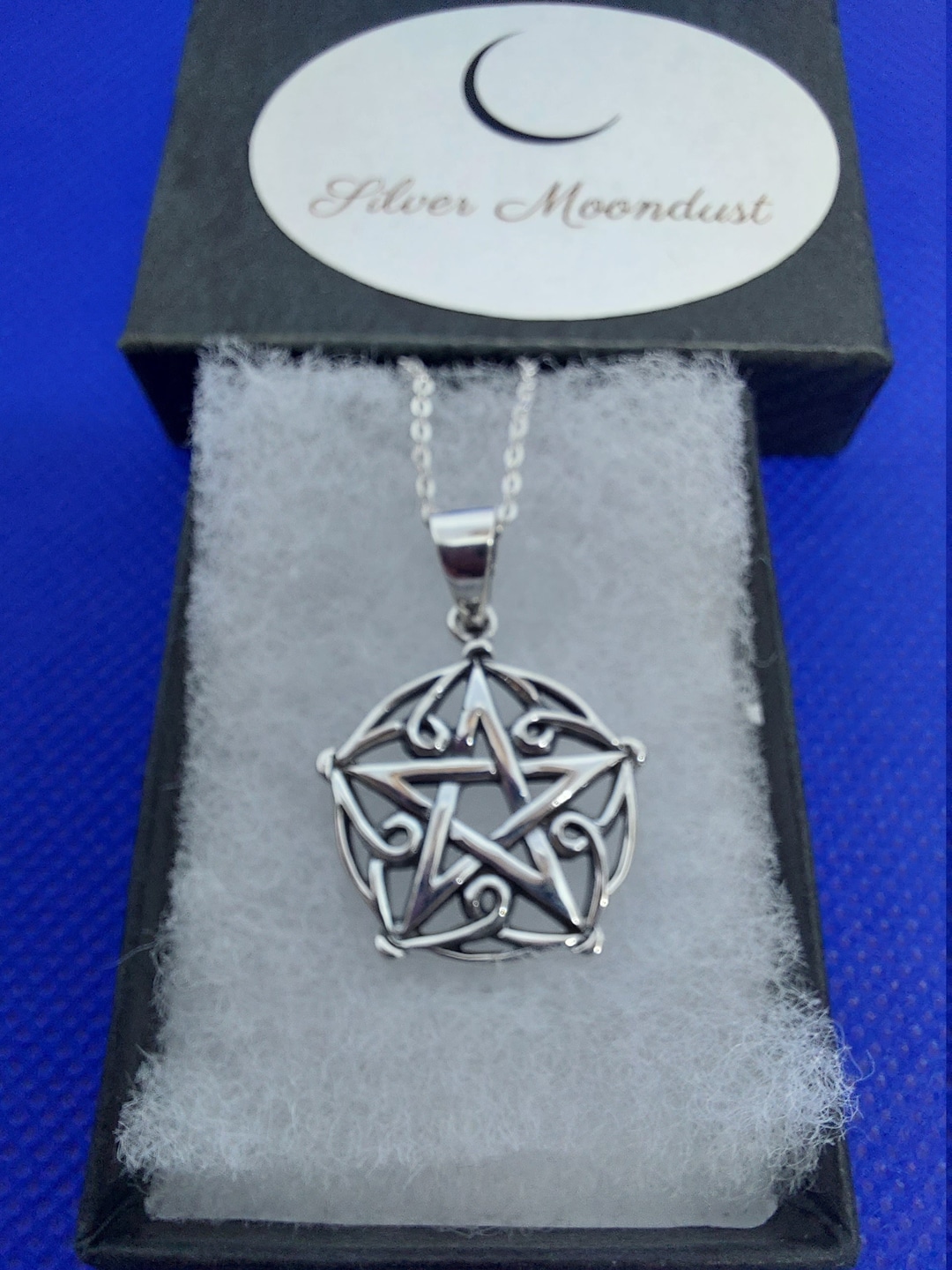 Celtic Design Pentagram Pendant With Silver Chain, Heavy 925 Silver ...