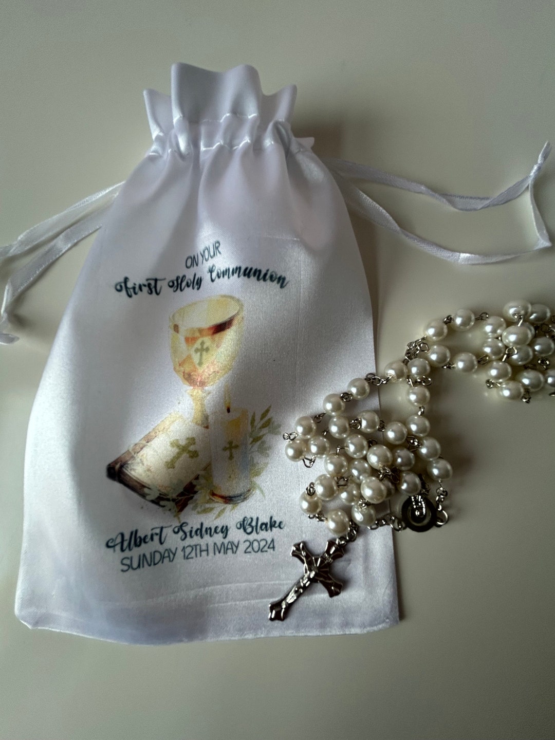 Personalised Satin First Holy Communion Gift / Memory / Keepsake Bag - Etsy