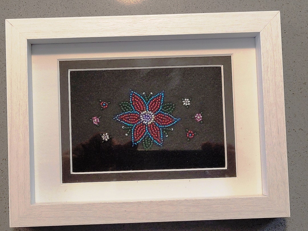 Metis Flower Beadwork, Cree Beadwork, Native Beadwork, Framed Bead Work ...