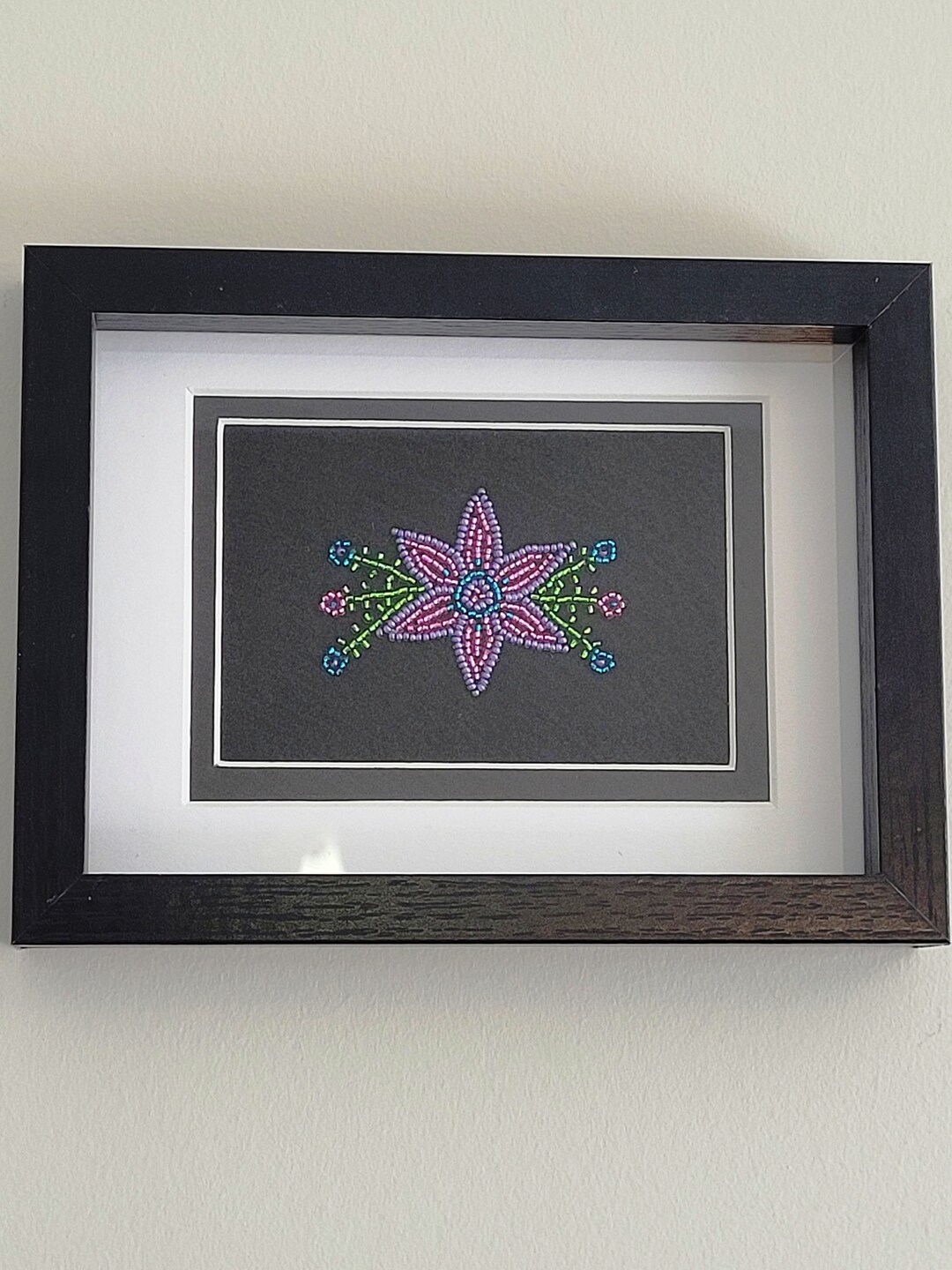 Metis Flower Beadwork, Cree Beadwork, Native Beadwork, Framed Bead Work ...