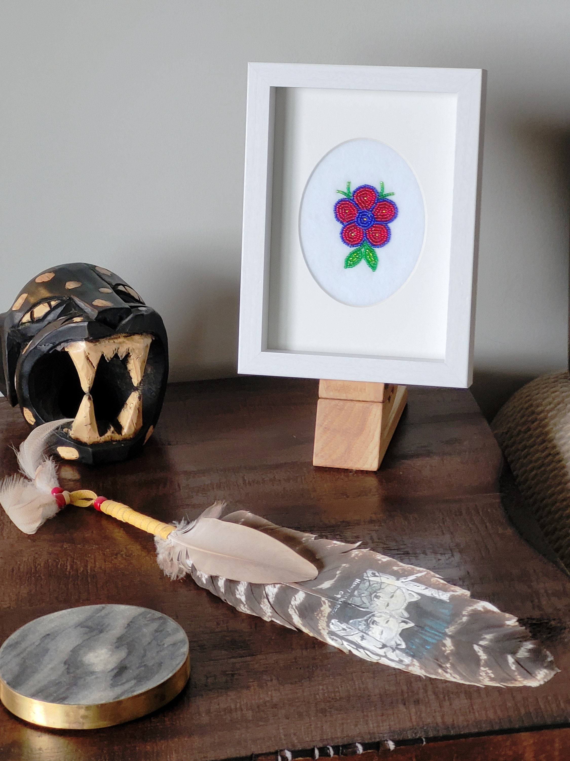 Metis Flower Beadwork, Cree Beadwork, Native Beadwork, Framed Bead Work ...