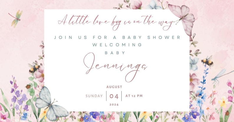 Love Bug Baby Shower Facebook Event Cover | Editable Digital Invite ...