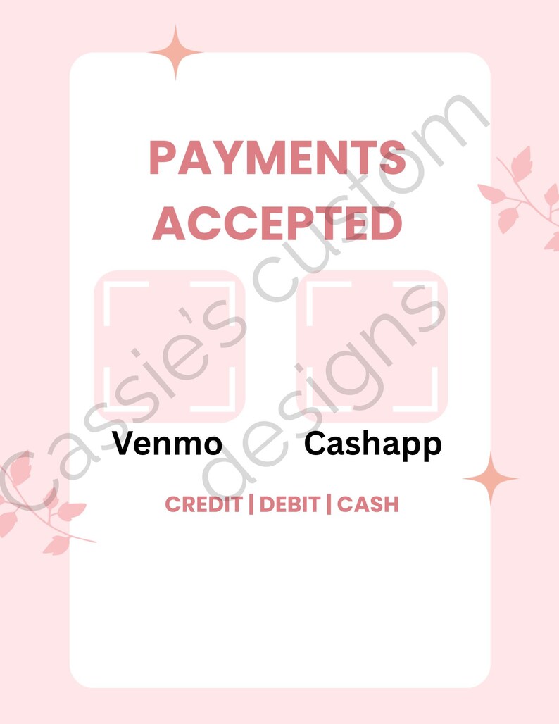 Editable Payment Sign Template: QR Code, Venmo, Cash App (instant ...