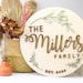 Round Family Last Name Sign With Raised Botanical Frame and Raised ...