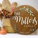 Round Family Last Name Sign With Raised Botanical Frame and Raised ...
