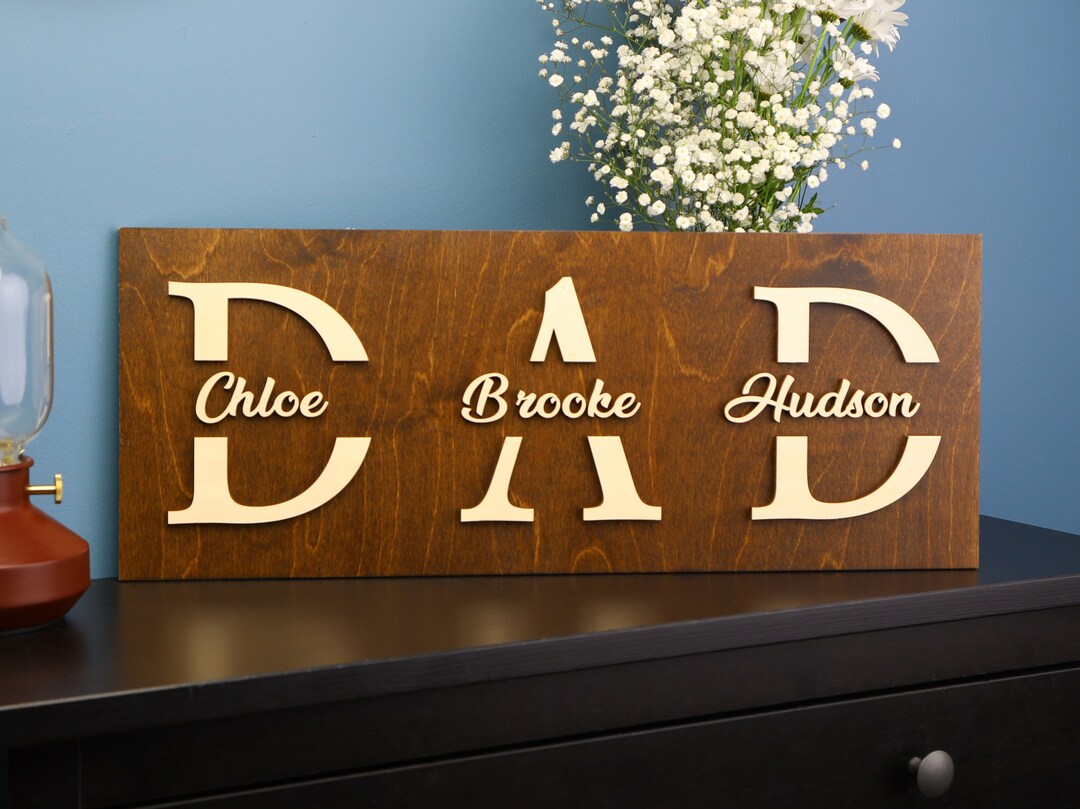 Personalized Fathers Day Gift | Dad Sign With Kids Names | Personalized ...