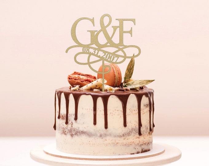 Custom Name Gold Wedding Cake Topper, Personalized Cake Topper, Custom ...