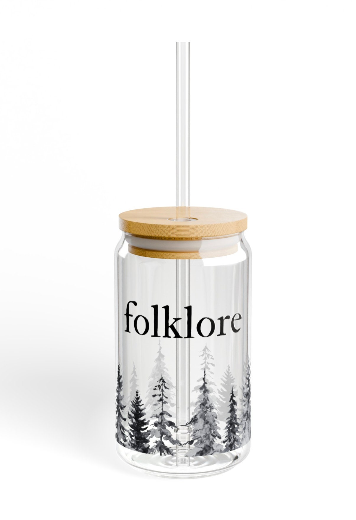 Folklore Merch Iced Coffee Trendy Glass, Aesthetic Boho Sipper Glass ...