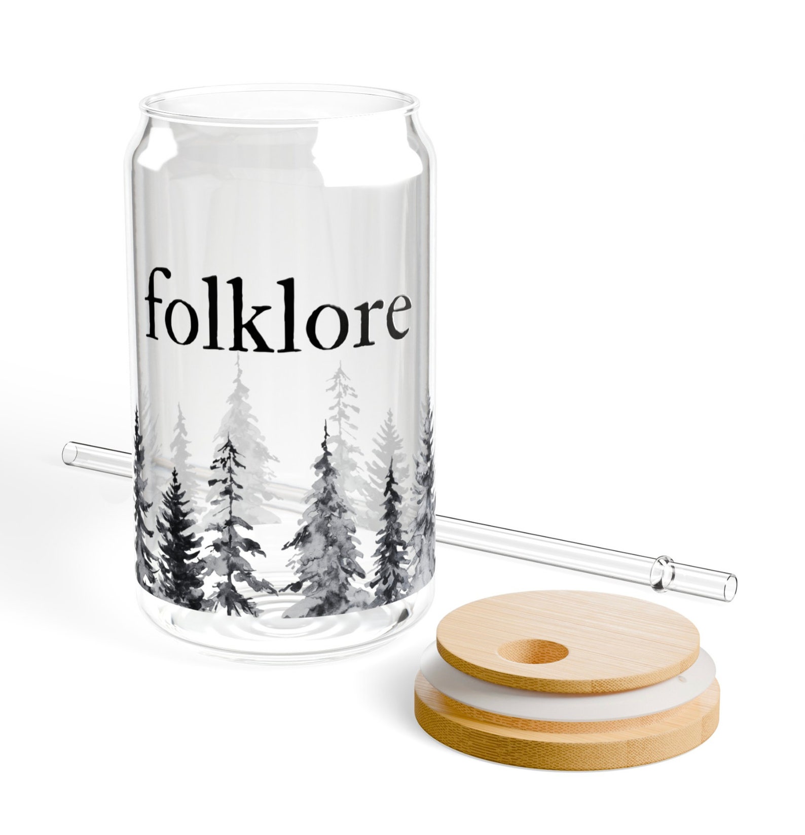 Folklore Merch Iced Coffee Trendy Glass, Aesthetic Boho Sipper Glass ...