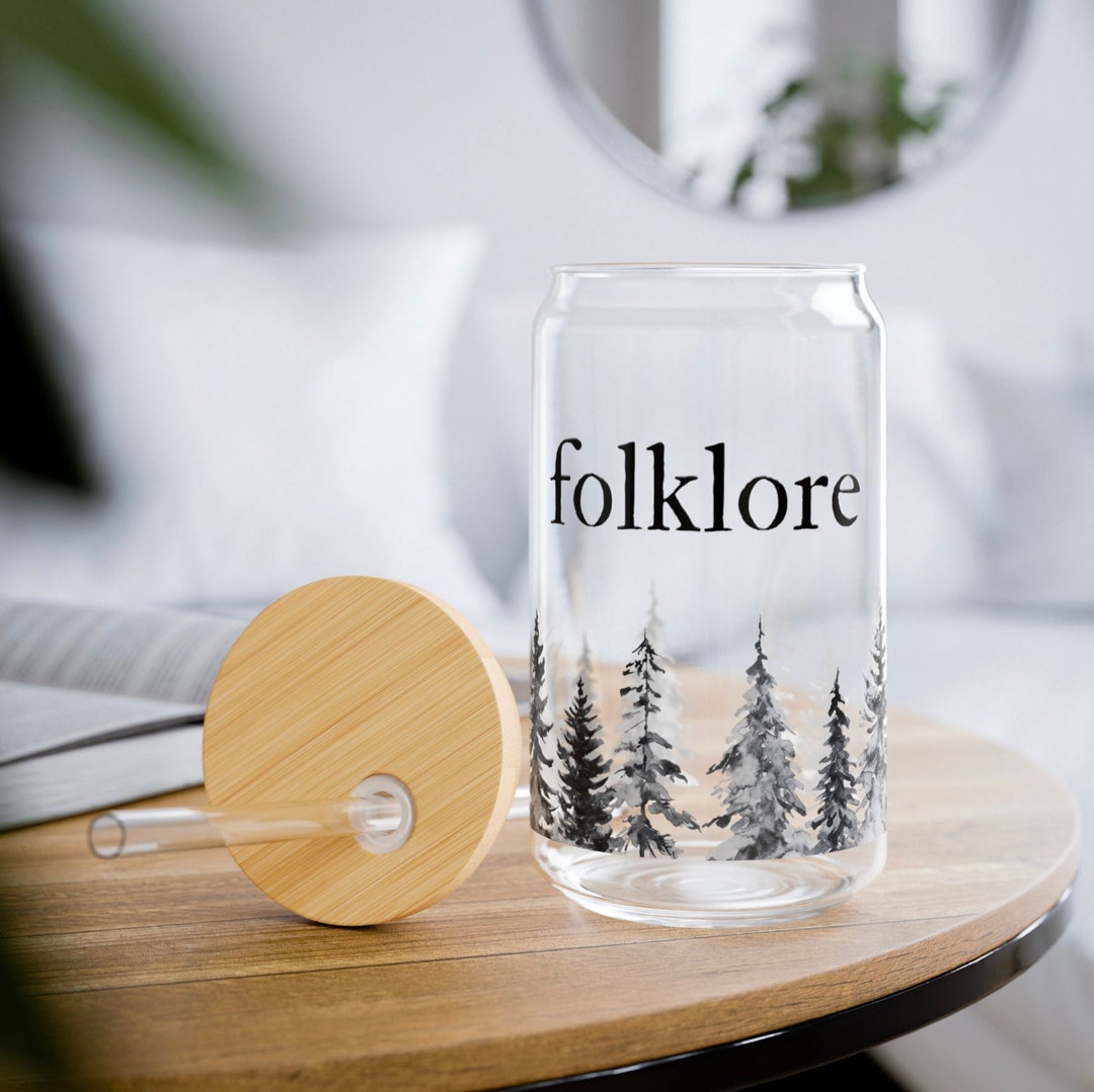 Folklore Merch Iced Coffee Trendy Glass, Aesthetic Boho Sipper Glass ...